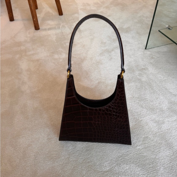 STAUD | Bags | Staud Rey Croc Embossed Dark Brown Leather Bag | Poshmark